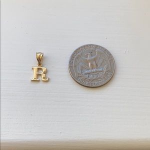 Element Shine | Jewelry | K Solid Gold Small Mini Initial Letter R ...
